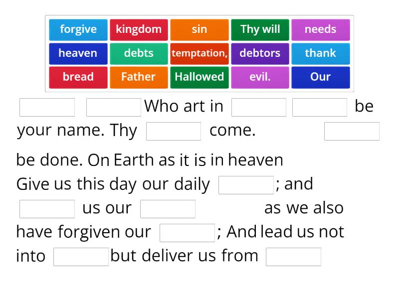 The Lord's Prayer - Complete the sentence