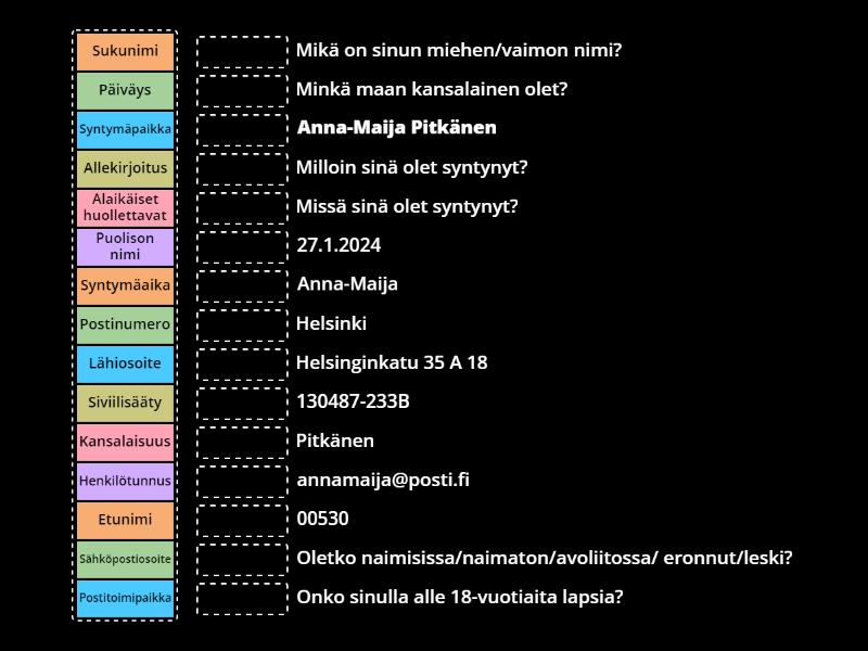 Lomake - Match up