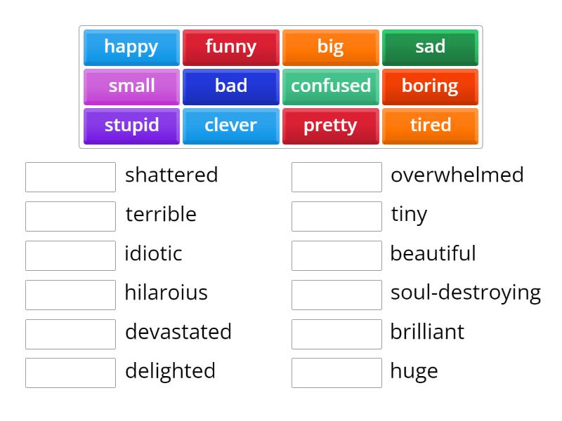 Extreme Adjectives - Match up