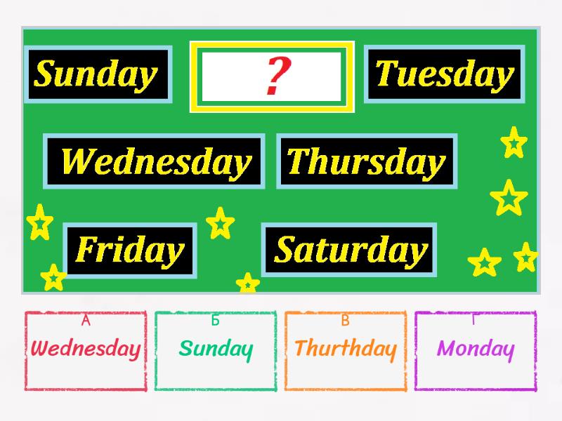 Days of the week - Quiz