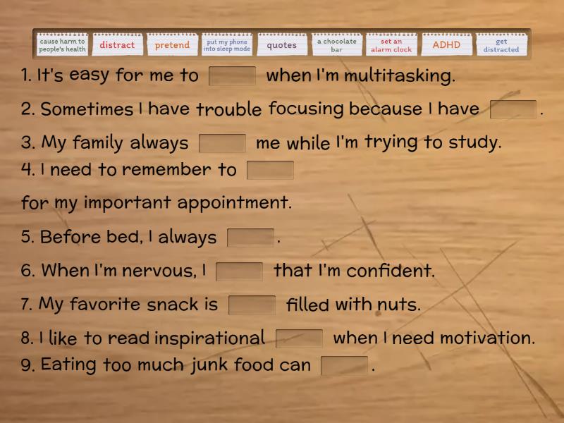 Emergent vocabulary practice - Complete the sentence