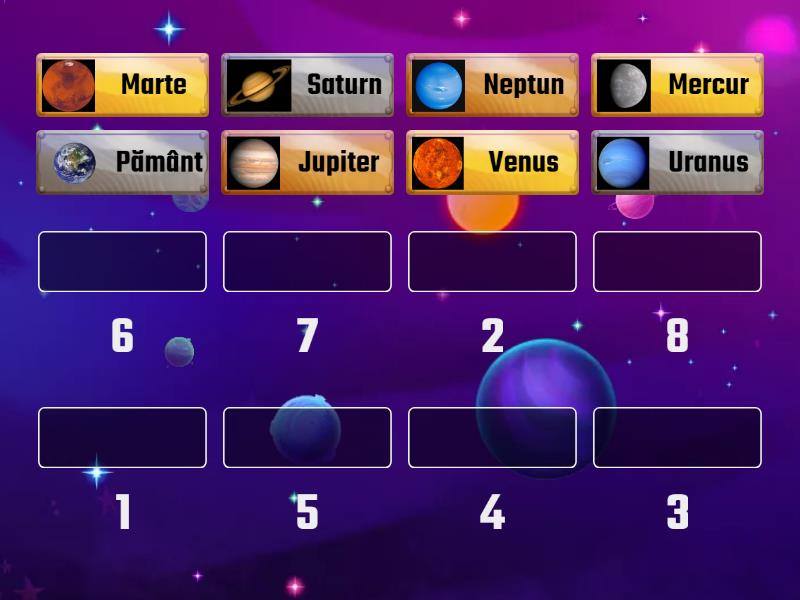 Planetele Sistemului Solar - Unește numele planetei cu numărul ce ...
