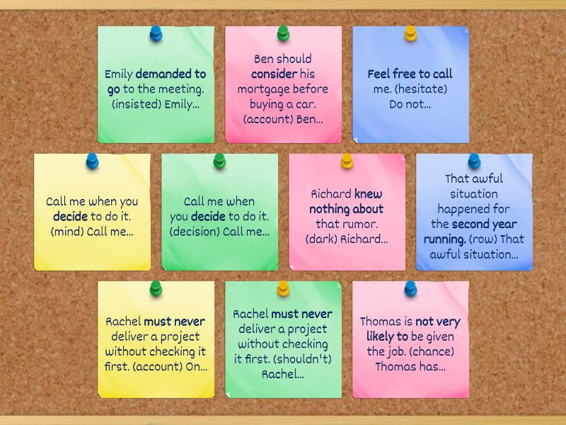 Paraphrasing. Exercise 4. - Flip tiles