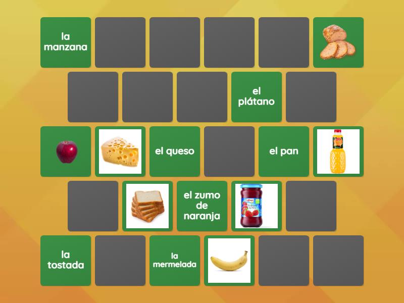 Memory Los alimentos del desayuno - Matching pairs
