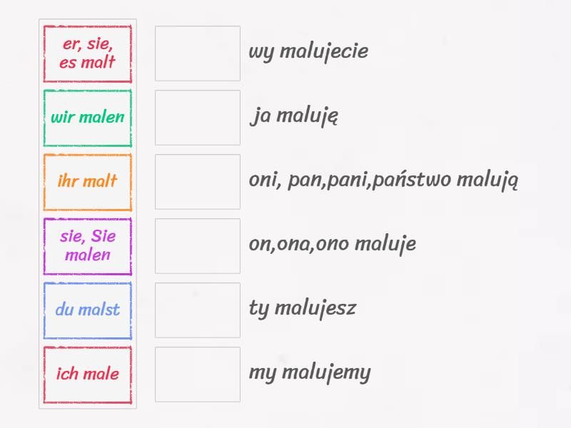 Verb malen - Match up