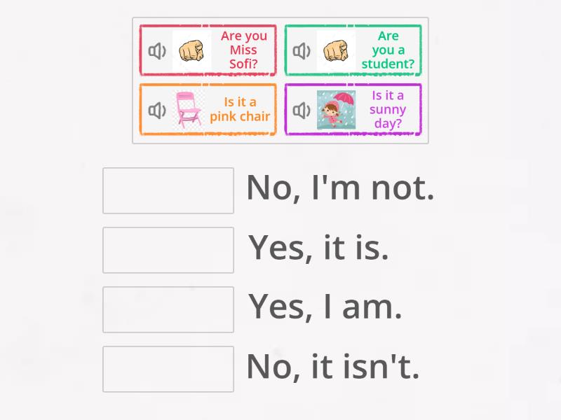 Yes/No questions practice: Read and match. - Match up