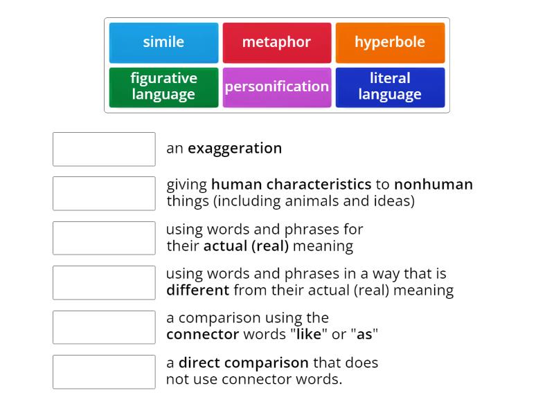 Figurative Language Terms - Match up