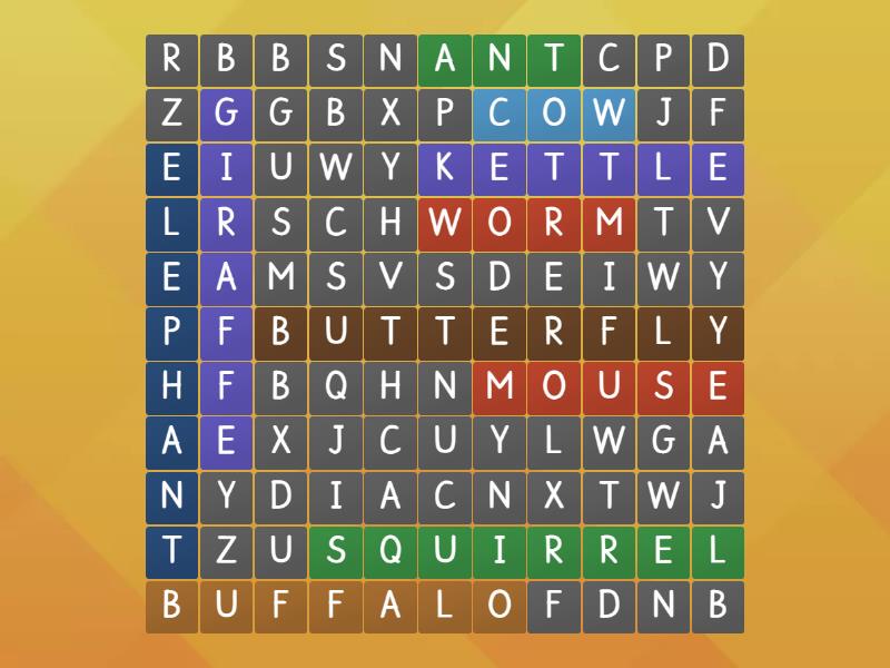 animal word puzzles - Wordsearch