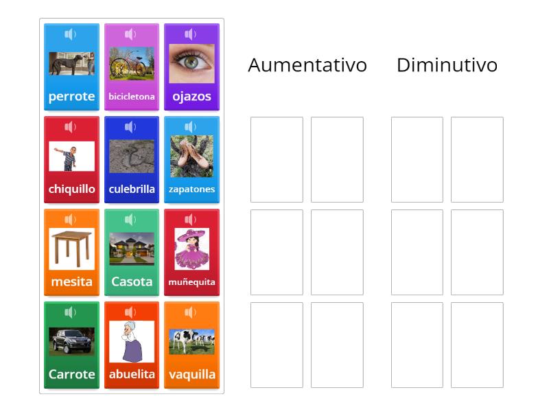 Diminutivo y aumentativos - Group sort
