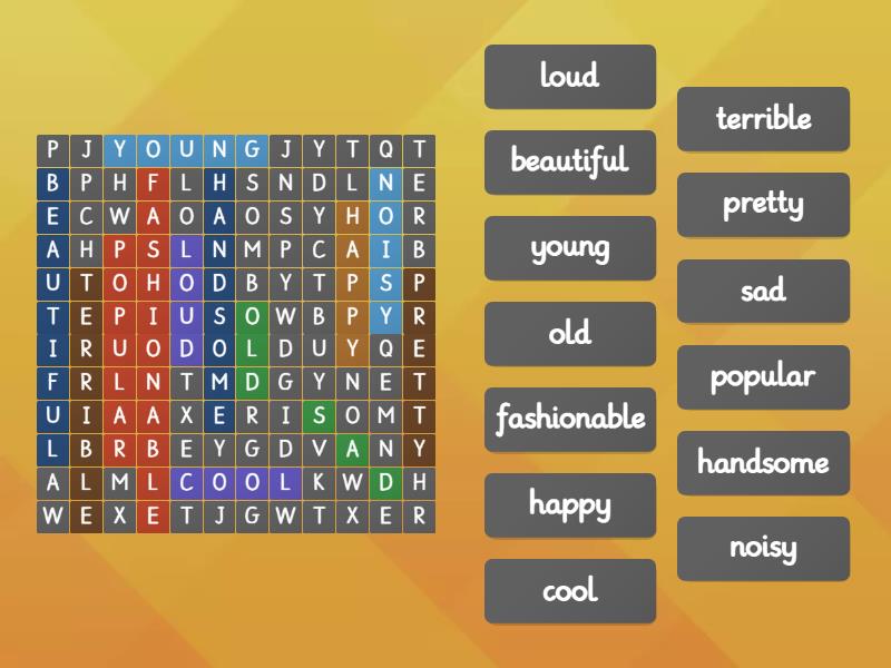 TB3 Adjectives Hunt 1 - Wordsearch
