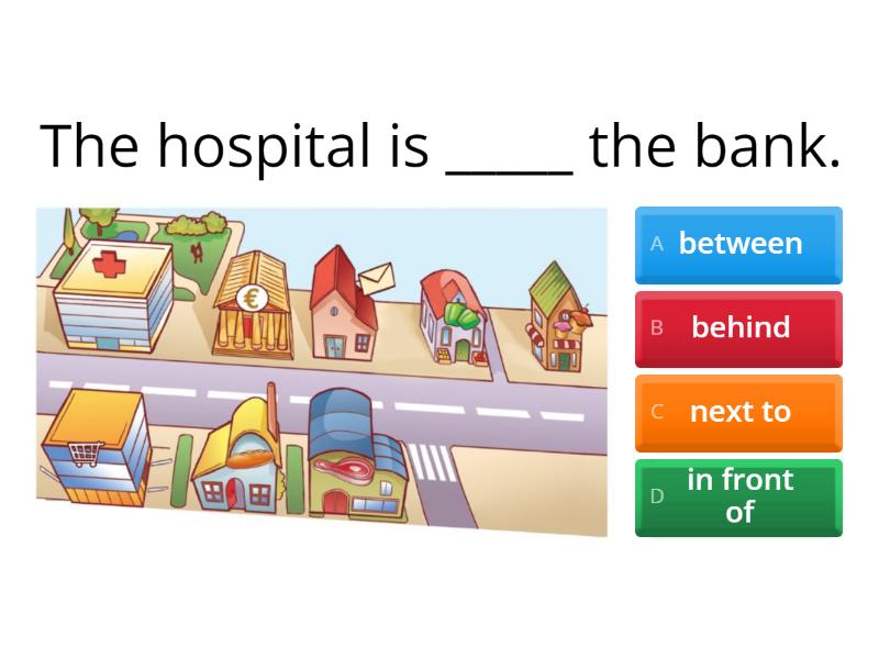 Prepositions of place: behind, next to, in front of, between - Cuestionario