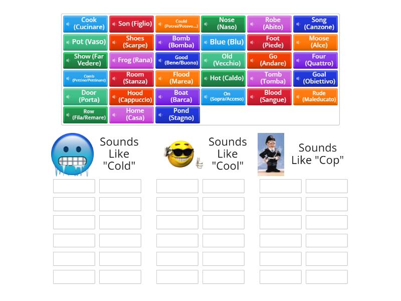 Cold - Cool - Cop - Group sort