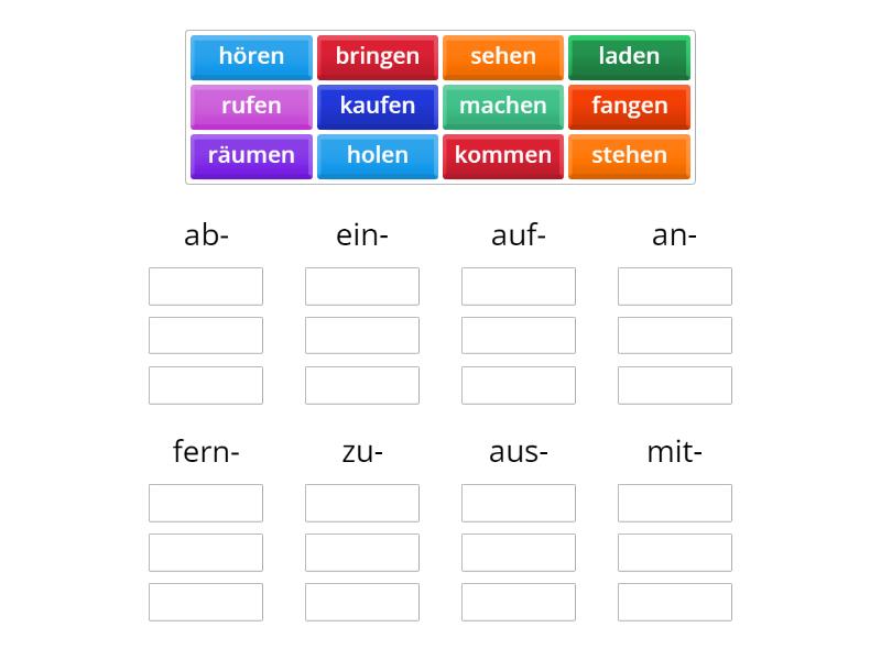 trennbare Verben A 1.1 - Group sort