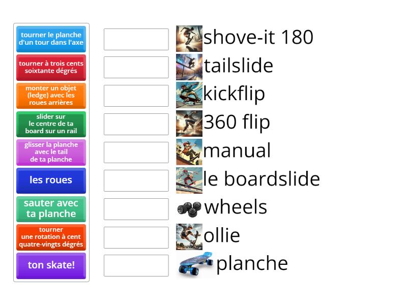 Les 'tricks' de skate - Match up