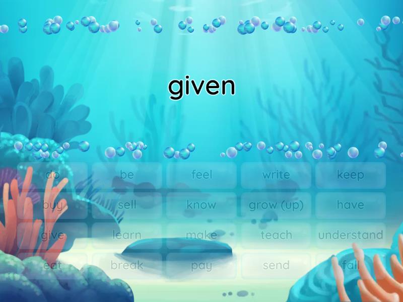 20 Past Participles- Underwater Matching Game - Find the match