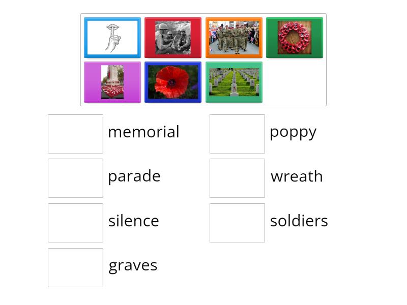 Remembrance Day vocab - Match up