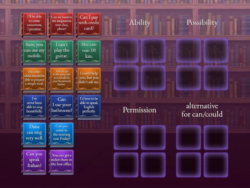 EF B1 unit 4B, Can for ability, possibility and permission - Group sort