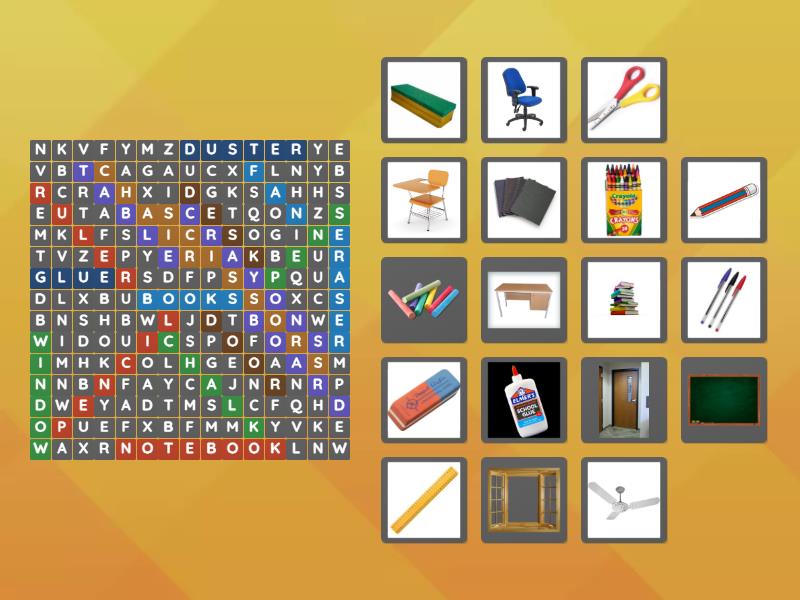 Classroom objects - - Wordsearch