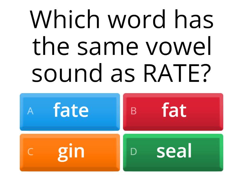 long and short A & I vowel sounds - Quiz