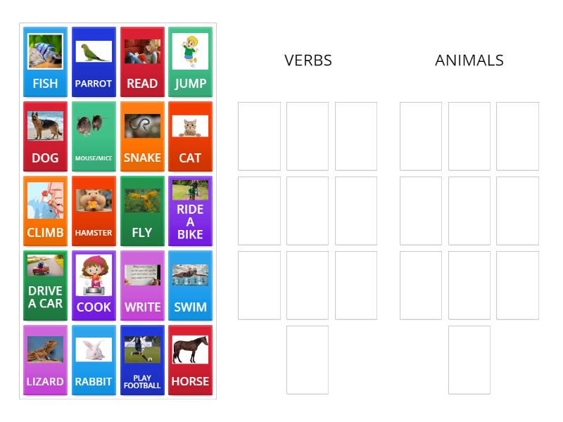 pets and verbs - Group sort
