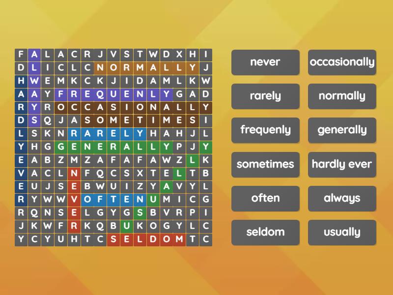 Adverbs of frequency - Wordsearch
