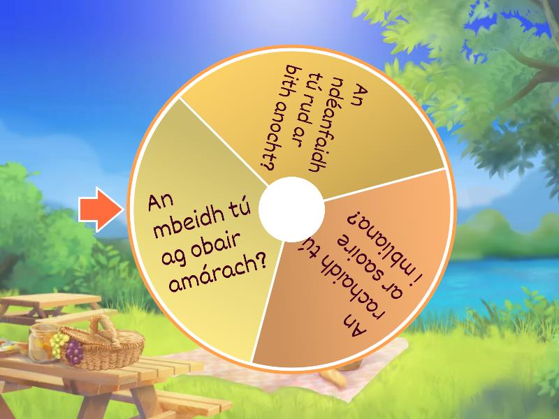 Aimsir fháistineach - briathra neamhrialta - Spin the wheel