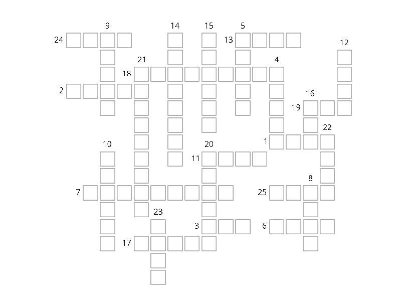 25 first adjectives - Crucigrama