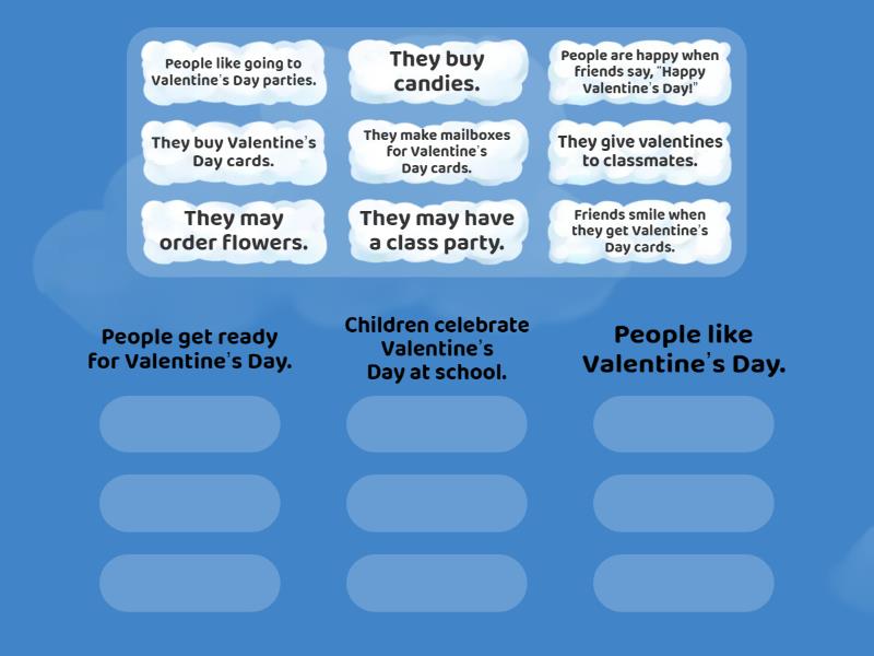 Valentine's Day Main Idea and Details - Group sort