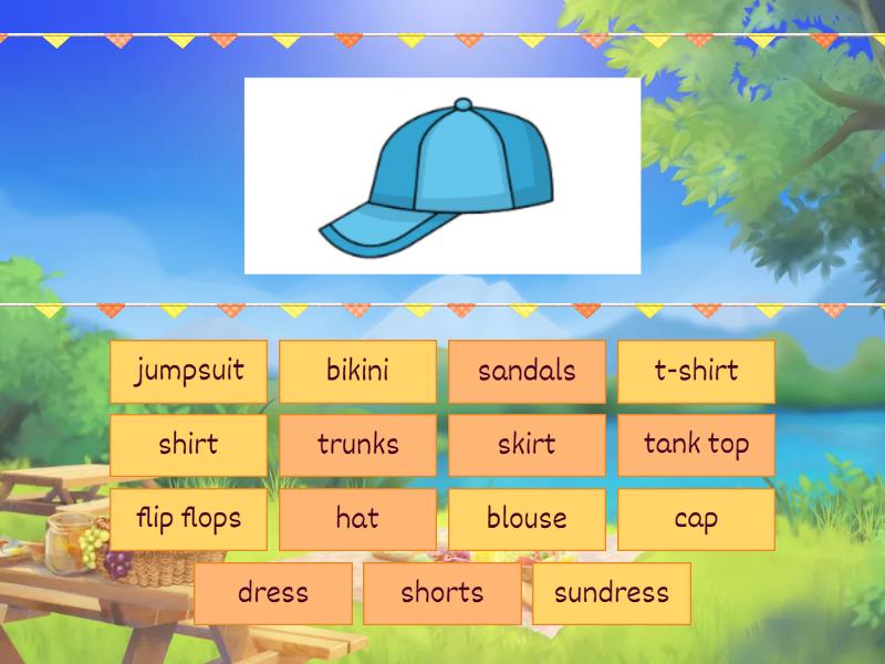 Summer clothes words, match2 - Find the match