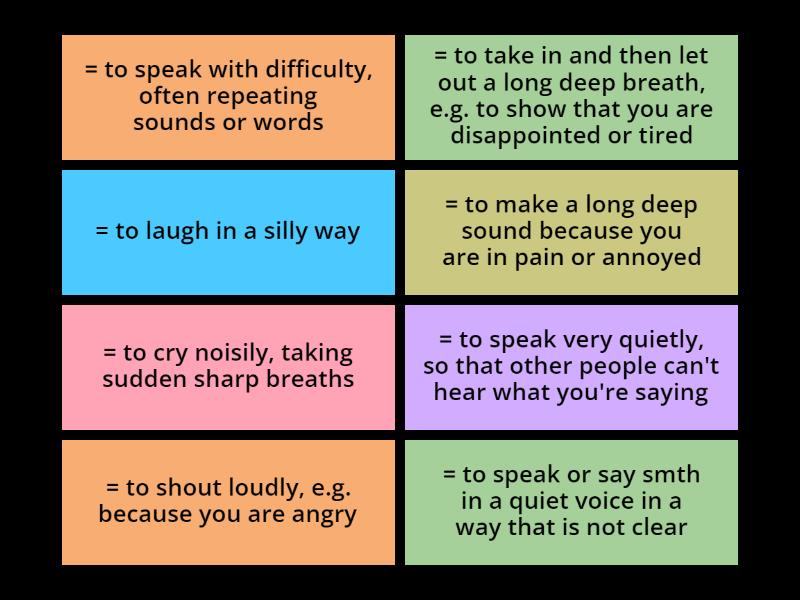 Lesson 21 VERBS for human verbal sounds - Flip tiles