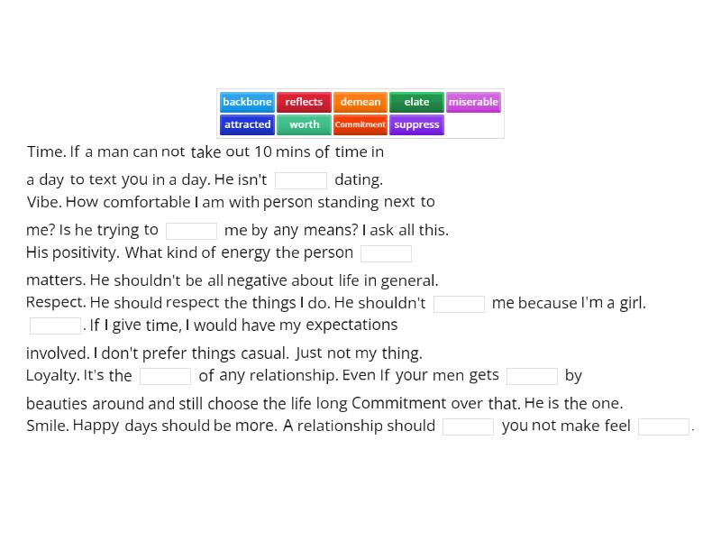 Relationship values - Complete the sentence