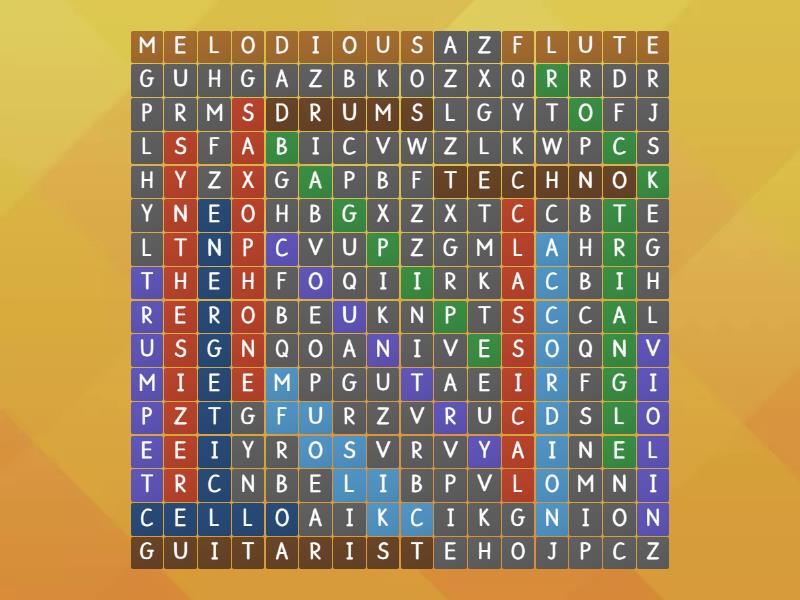 music 8 form unit 7 - Wordsearch