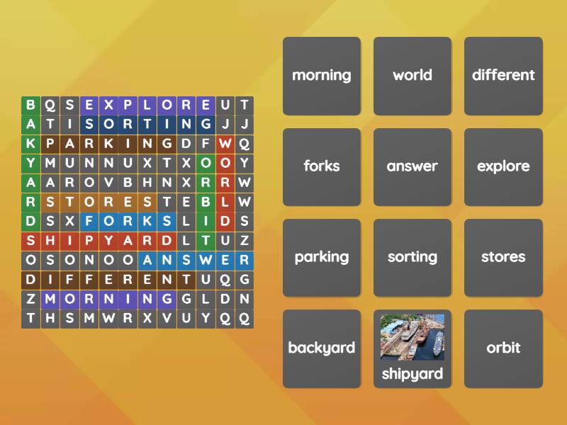 Unit 8 - - Wordsearch