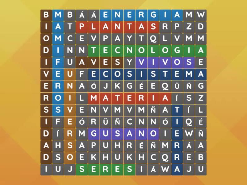 Los seres vivos - Sopa de letras