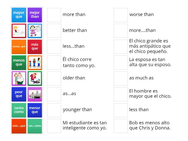 Comparativos en español - Match up