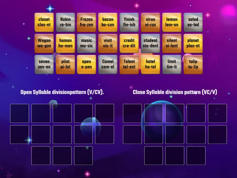 SPELLING PRACTICE OPEN AND CLOSE VCV - Group sort
