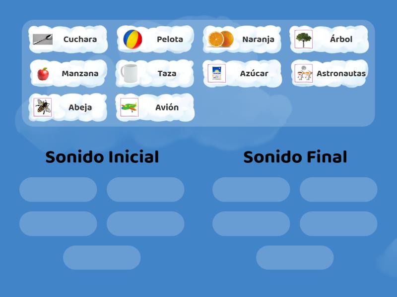 Sonido inicial y sonido final vocal "A" - Group sort