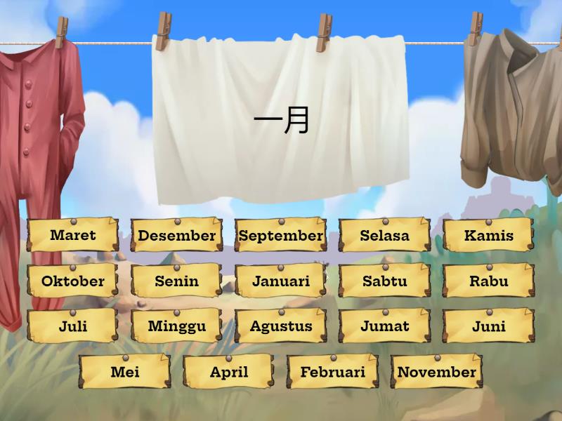 Nama Hari dan Bulan - Find the match