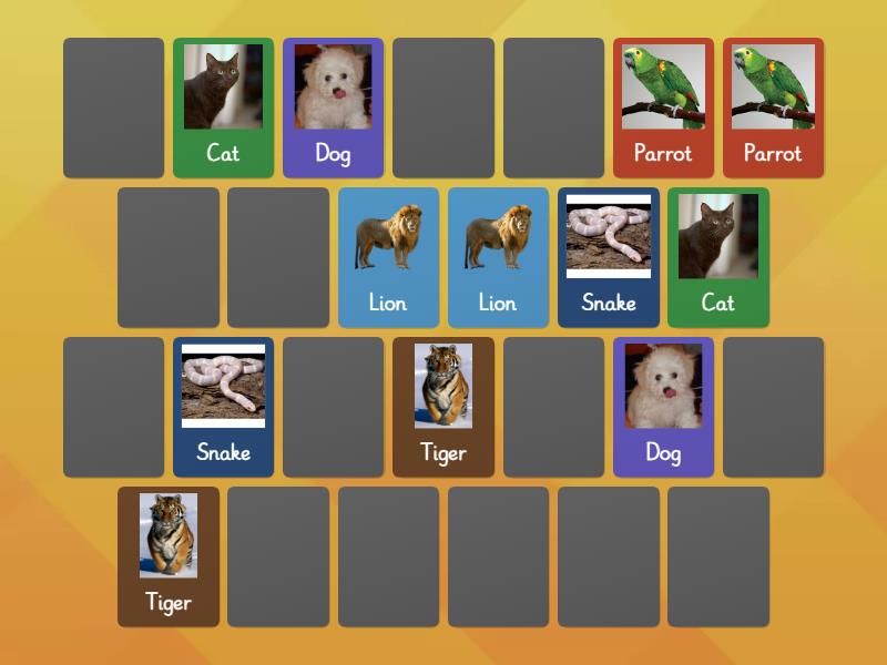 FIND THE PAIRS -animals - Matching pairs