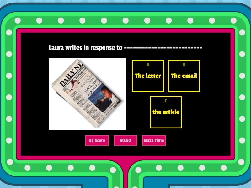 OPINION lETTER 9a Formative Assessment - Gameshow quiz