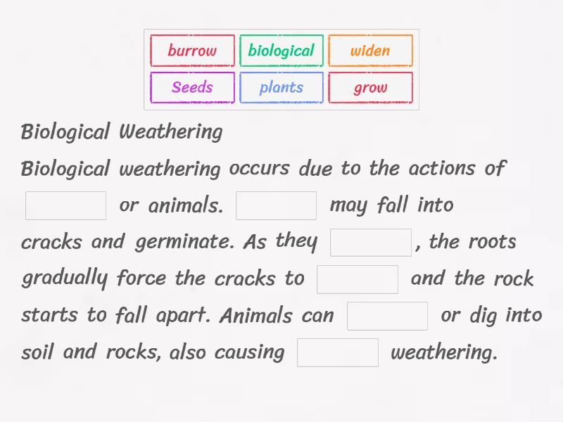 Weathering - Complete the sentence