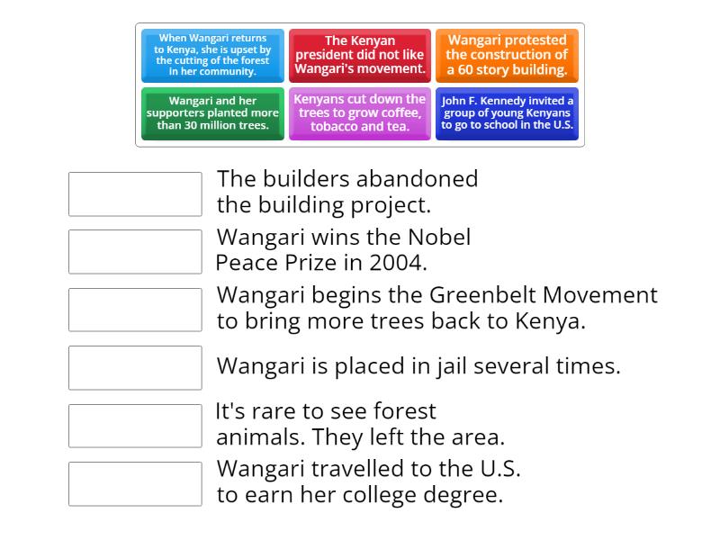 Wangari Maathai Cause and Effect - Match up