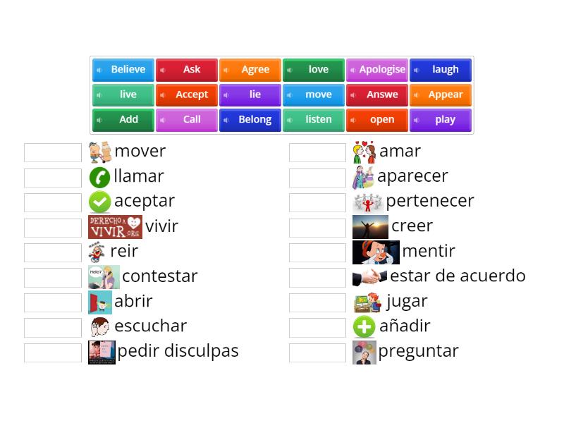 Verbos Regulares En Ingles Match Up