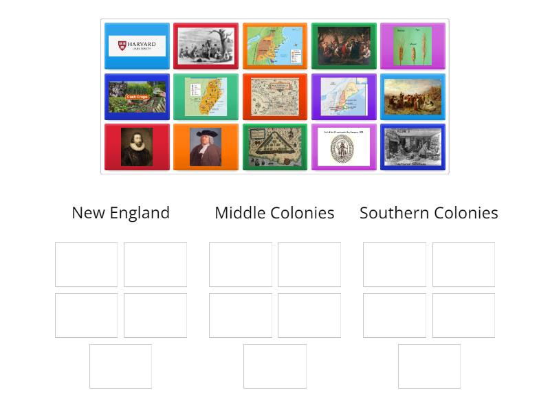 Divisions of the 13 Colonies - Group sort