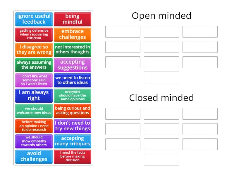 Closed vs open minded - Ordenar por grupo