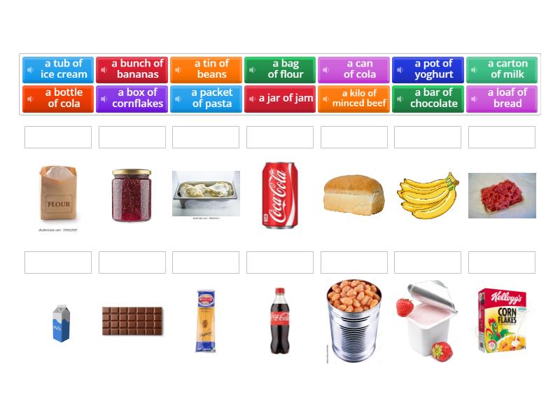 Containers/ partitives - Match up