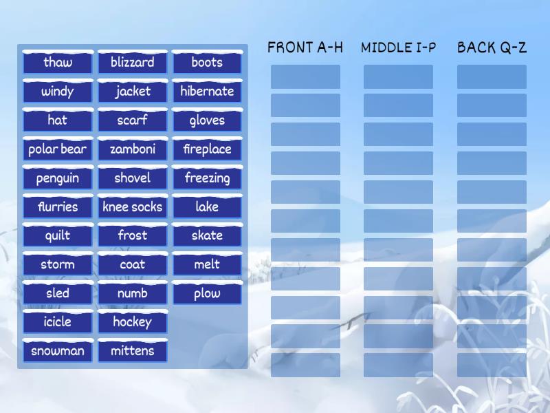 WINTER WORD SORTING - Group sort