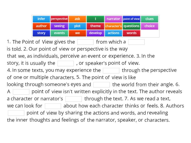 Point of View Warm Up - Complete the sentence