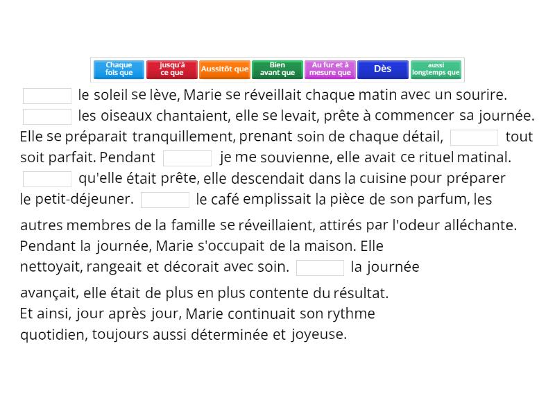 Connecteurs temporelles (Texte B2) - Complete the sentence