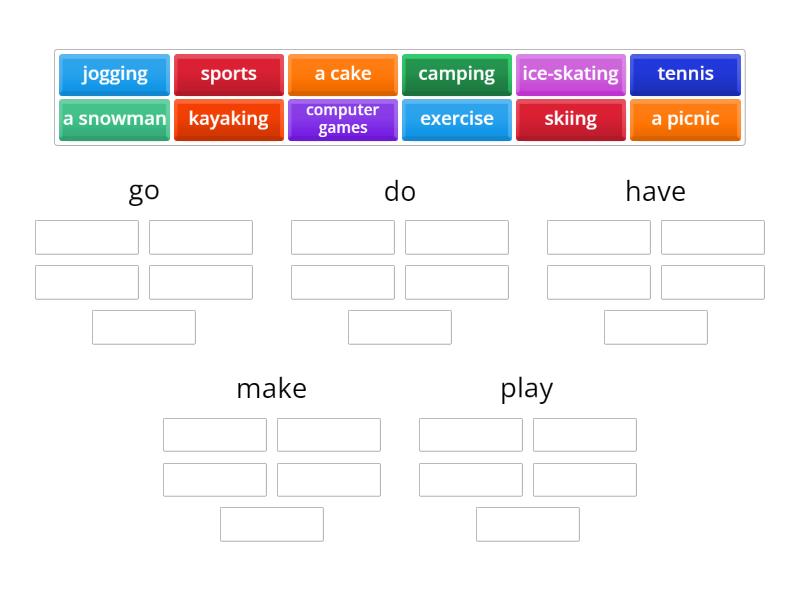 collocations - go/do/have/play/make A1/A1+ - Group sort